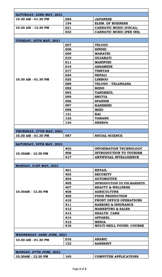 CBSE Board Class 10 Date Sheet Full Exam Dates CBSE Class 10 Time Table