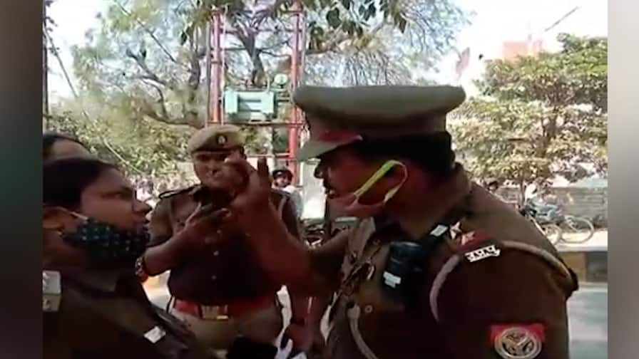 Prayagraj: Viral video of heated argument b/w female Inspector & Chowki ...