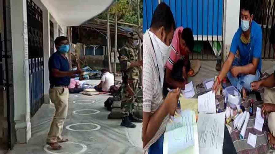 Polling staffs are working outside the booth in Balurghat | WB Election ...