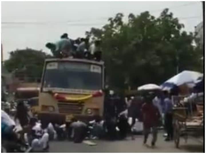 viral video people fall from bus roof while bus is moving see what ...