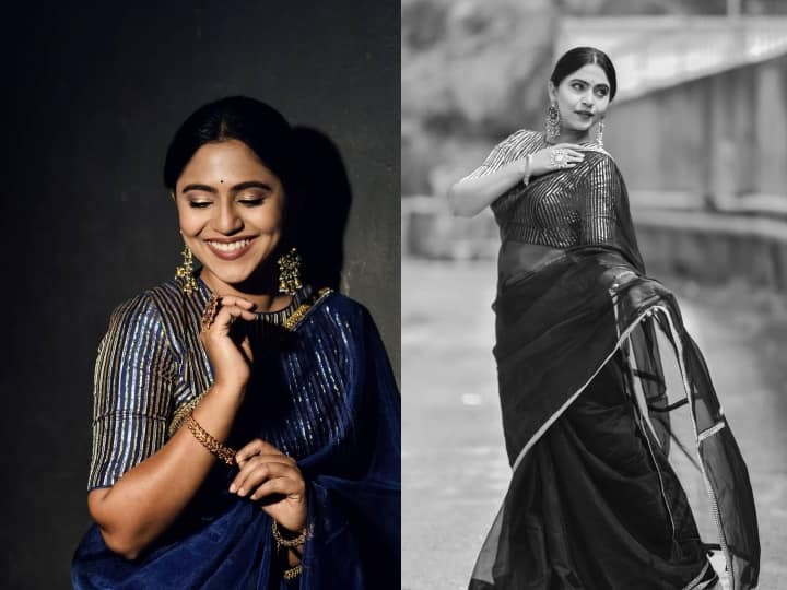 mrunmayee deshpande new look on instagram in blue saree | IN PICS ...