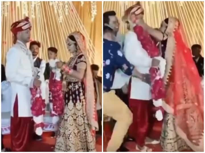 Viral Video : Bride Defeated Groom during Jaimala with smart idea ...