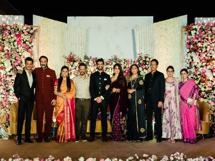 milind gunaji and rani gunaji celebrated sons wedding reception | photo