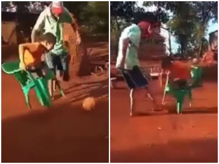 Divyang man enjoys football with the help of a chair thousands of ...