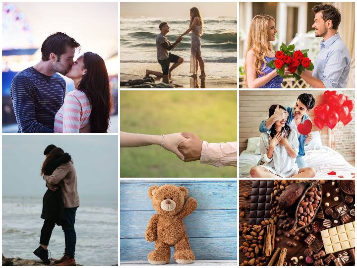Valentine Week from 7 to 14 rose day kiss day hug day chocolate day ...