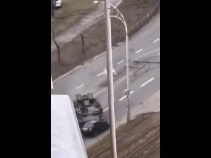 WATCH | Viral Video Of Russian Tank Purposely Running Over Moving Car ...