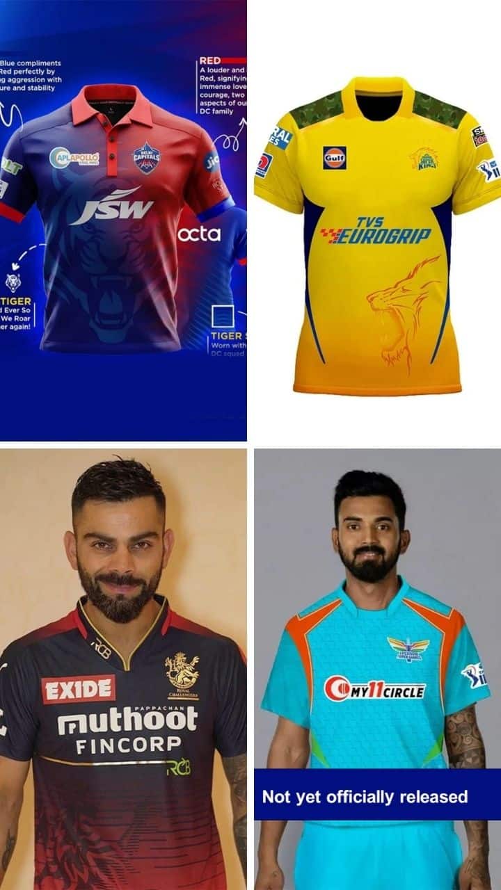 IPL 2022 Team Jerseys KKR MI RCB DC GT CSK All Ten Teams New Jerseys ...