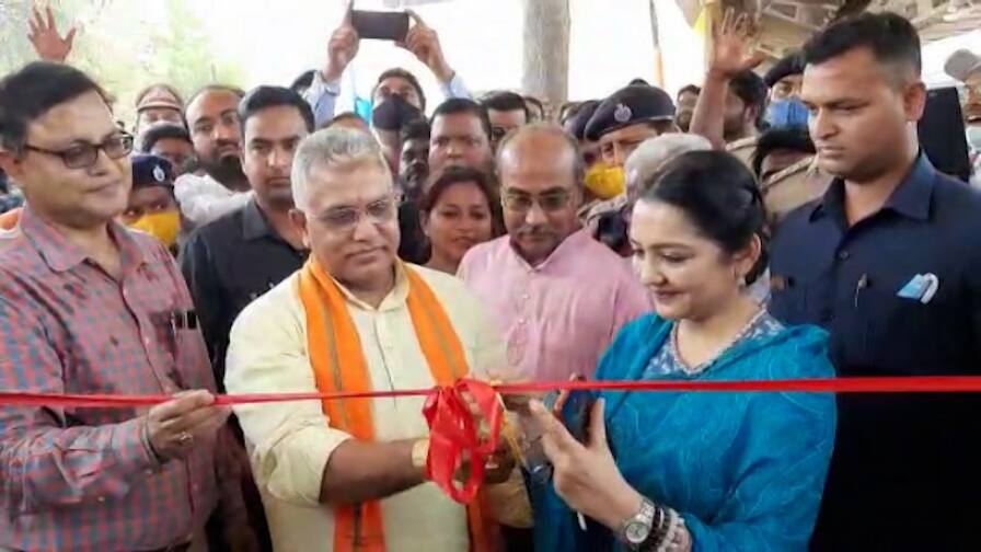 Medinipur TMC MLA June Malia and BJP MP Dilip Ghosh seen together ...