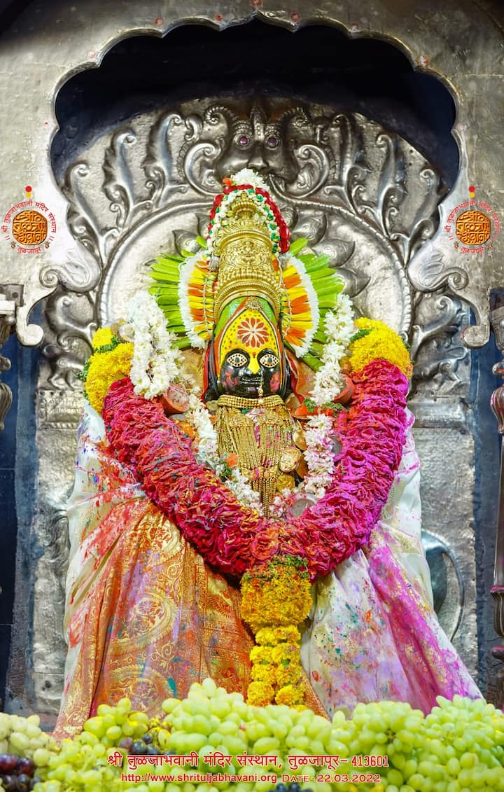 Maharashtra's Kulswamini Tuljabhavani Temple grape decoration see ...