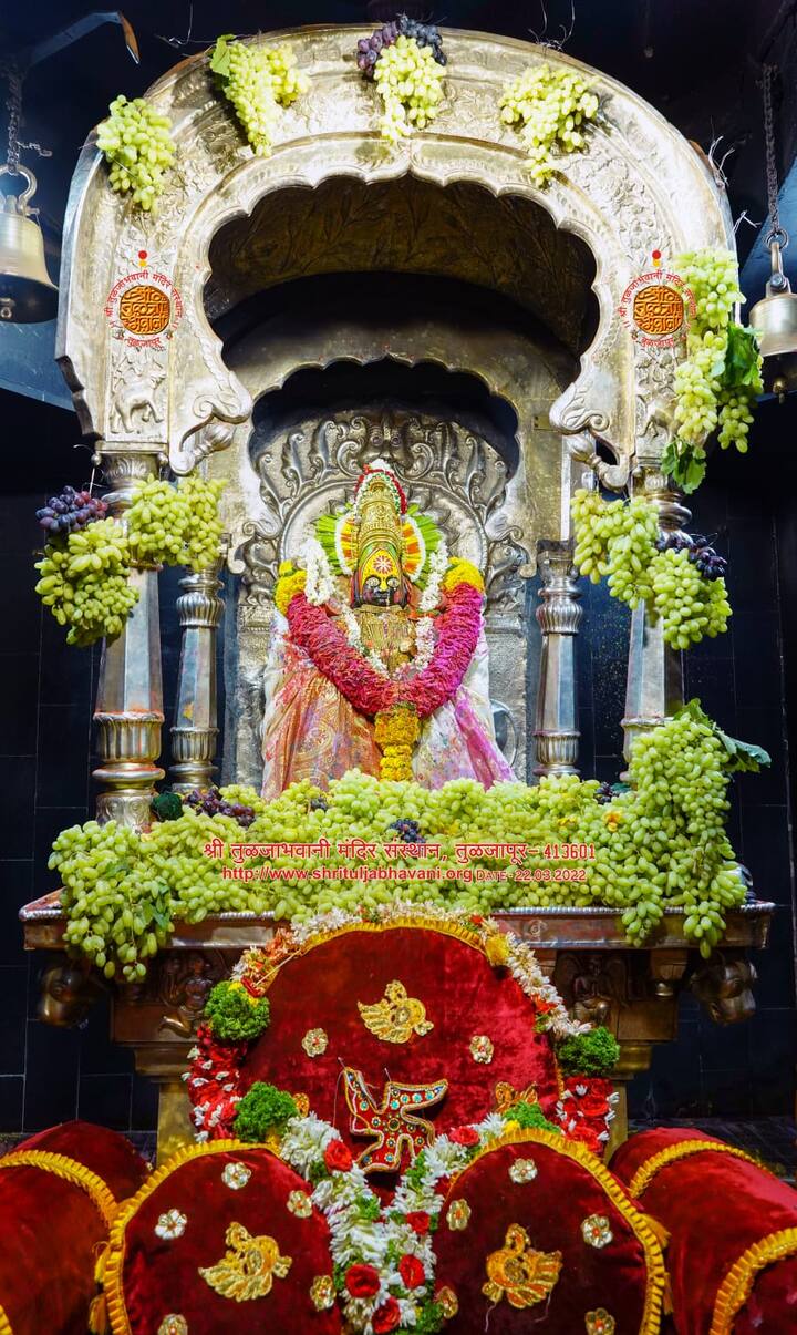 Maharashtra's Kulswamini Tuljabhavani Temple grape decoration see ...
