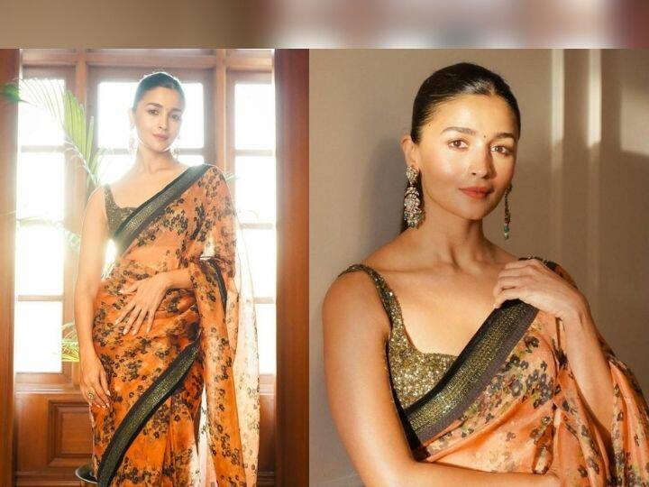 rrr alia bhatt wore sabyasachi mukherjee designer organza saree for the ...