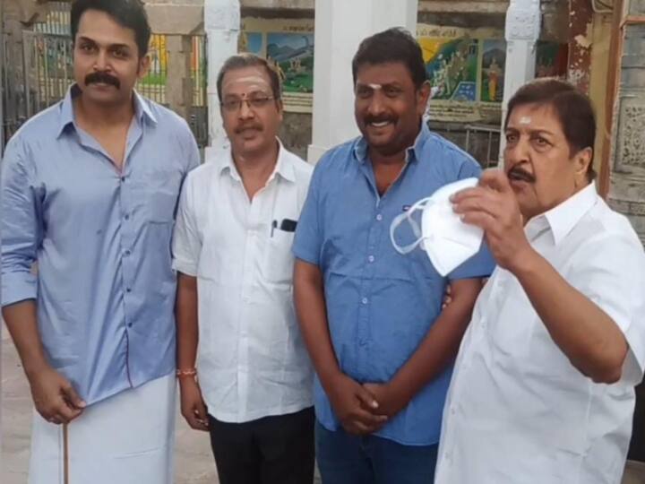 Actor Karthi Visits Palani Murugan Temple with his Father Sivakumar on ...