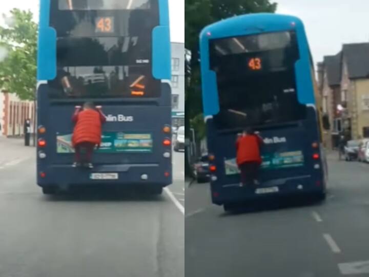 man traveling by hanging behind the bus video viral | Watch: किराया ...