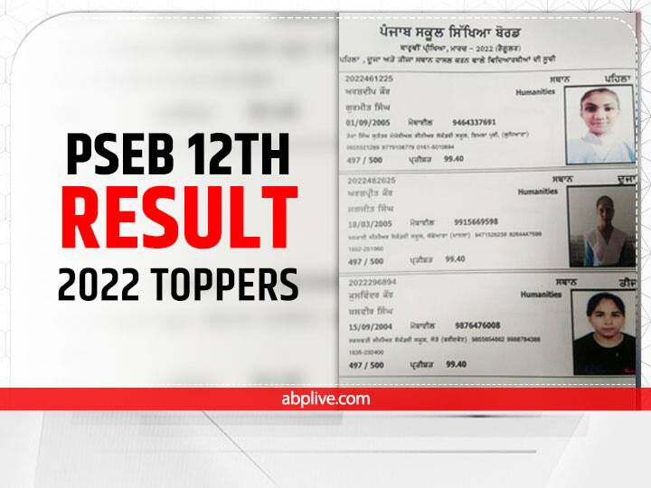 Punjab Pseb 12th Result 2022 Toppers Name List Arshdeep Kaur Arshpreet