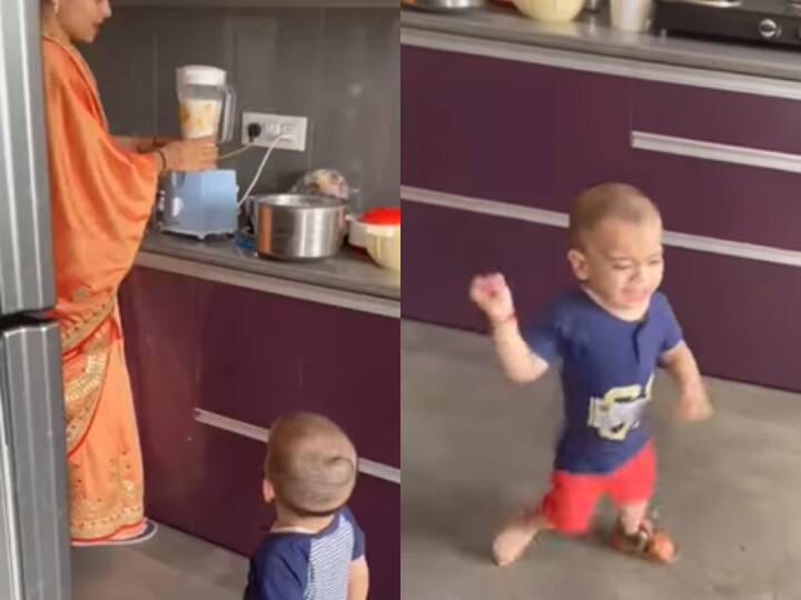 mother switch on mixer little kid starting crying video viral on social ...