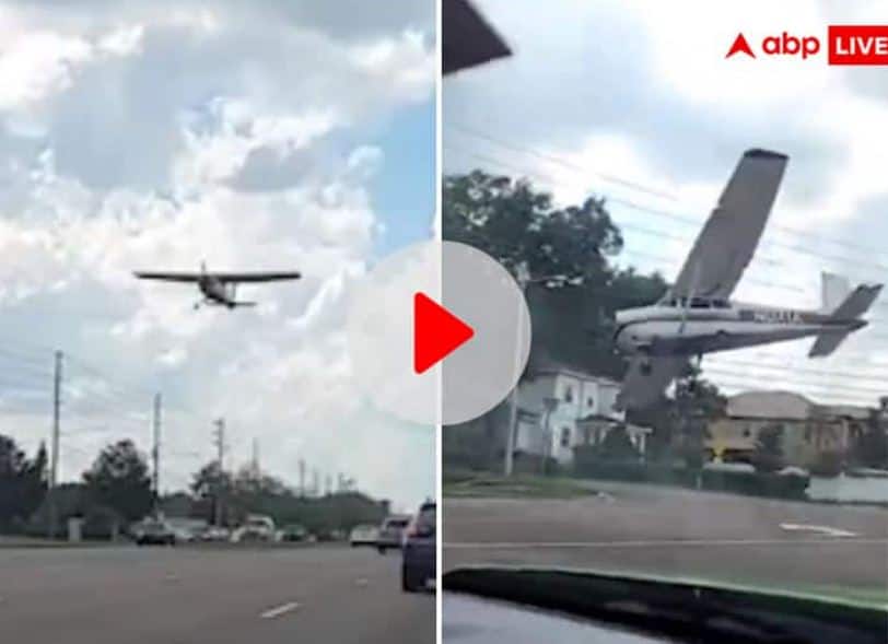 Shocking: Crash landing of a single engine plane on the road in America ...