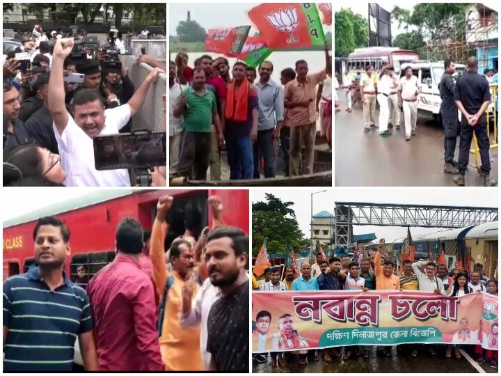 West Bengal Nabanna Rally Tear Gas BJP leaders Suvendu Adhikari, Locket ...