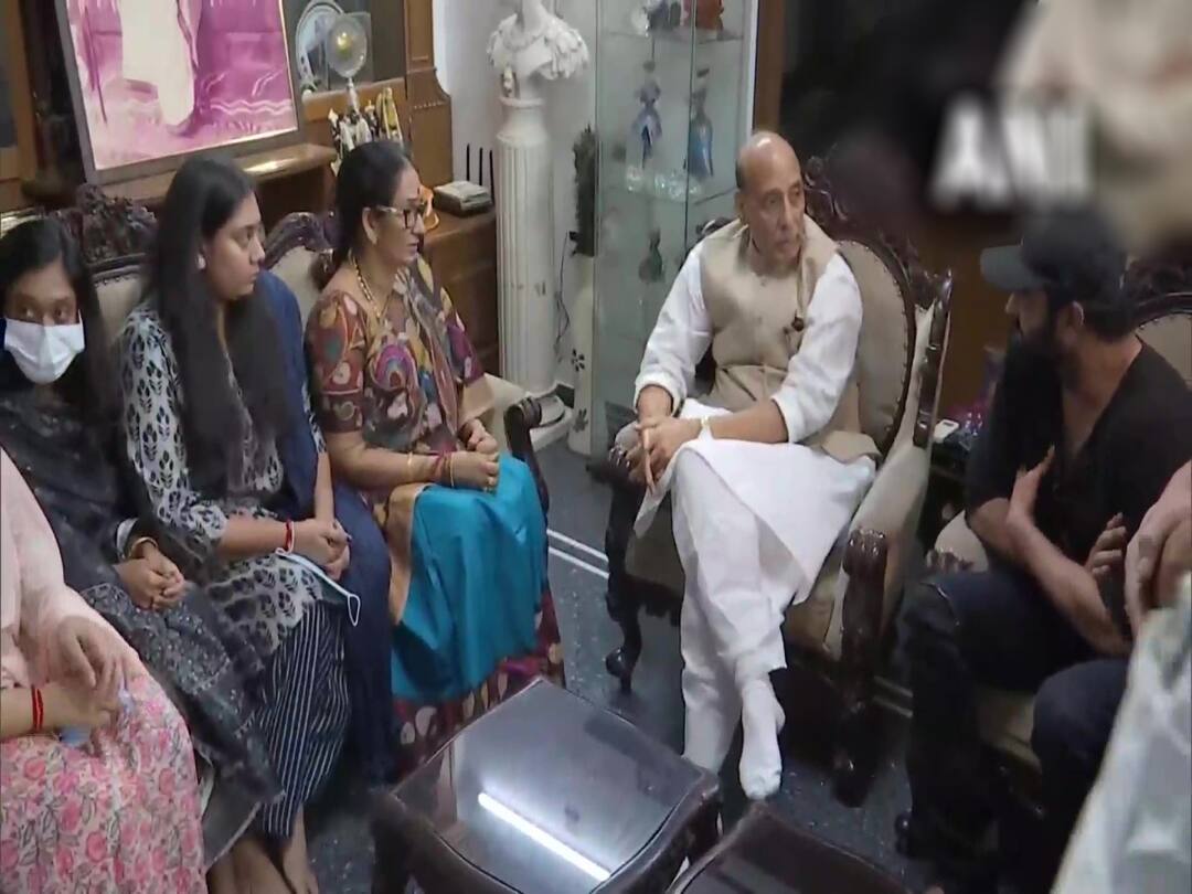 Telangana Defense Minister Rajnath Singh Meets Family Members of Late Krishnam Raju Garu, in ...