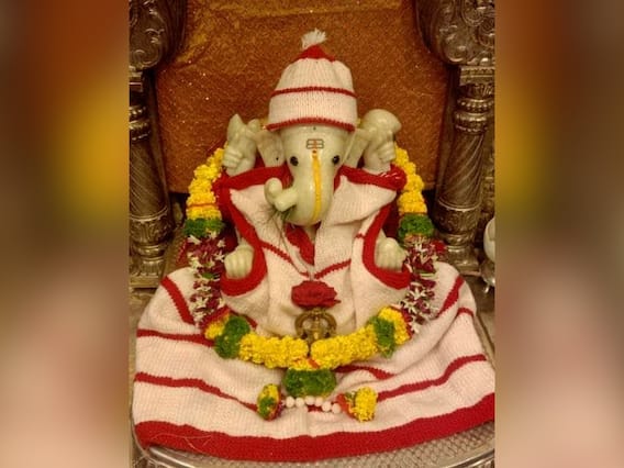 Pune Sarasbaug Ganpati Wearing Sweater And Cold Cap See Photos | Pune ...
