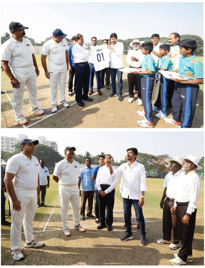 Minister Udhayanidhi Stalin inaugurates A cricket match between ias ...
