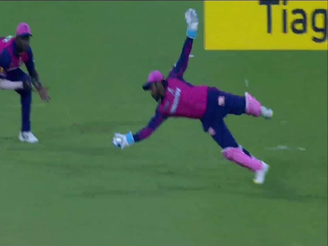 Sanju Samson Takes A Superb One-Handed Diving Catch To Dismiss Prithvi Shaw In IPL 2023 RR vs DC ...
