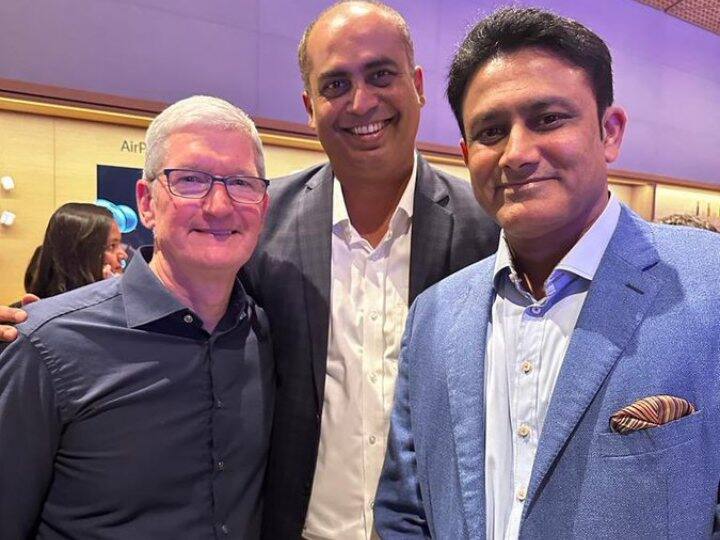 Apple CEO Tim Cook Meeting with Mukesh Ambani Madhuri Dixit Anil Kumble ...
