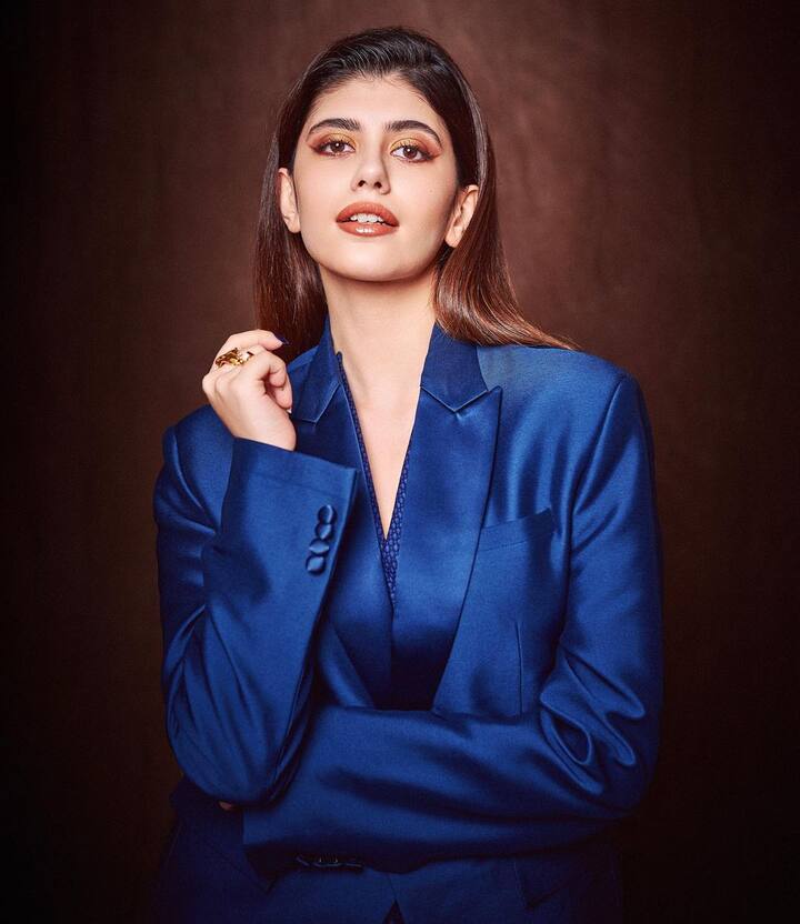 Sanjana Sanghi Poses In A Blue Pant Suit