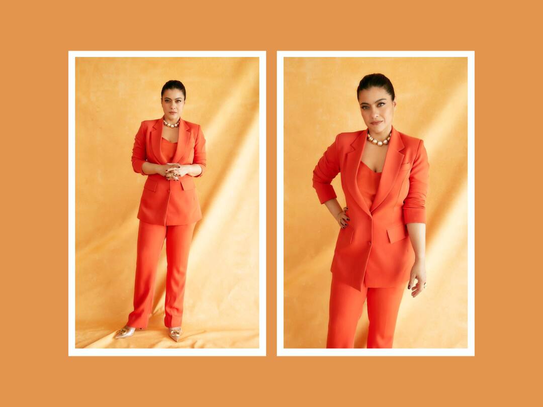 Kajol Oozes Boss Vibes In Orange Pantsuit Gears Up For the release of The Trial on Disney+Hotstar
