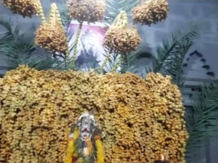 wet decoration at the Samadhi sthal of Sant Muktai Temple in Jalgaon on ...