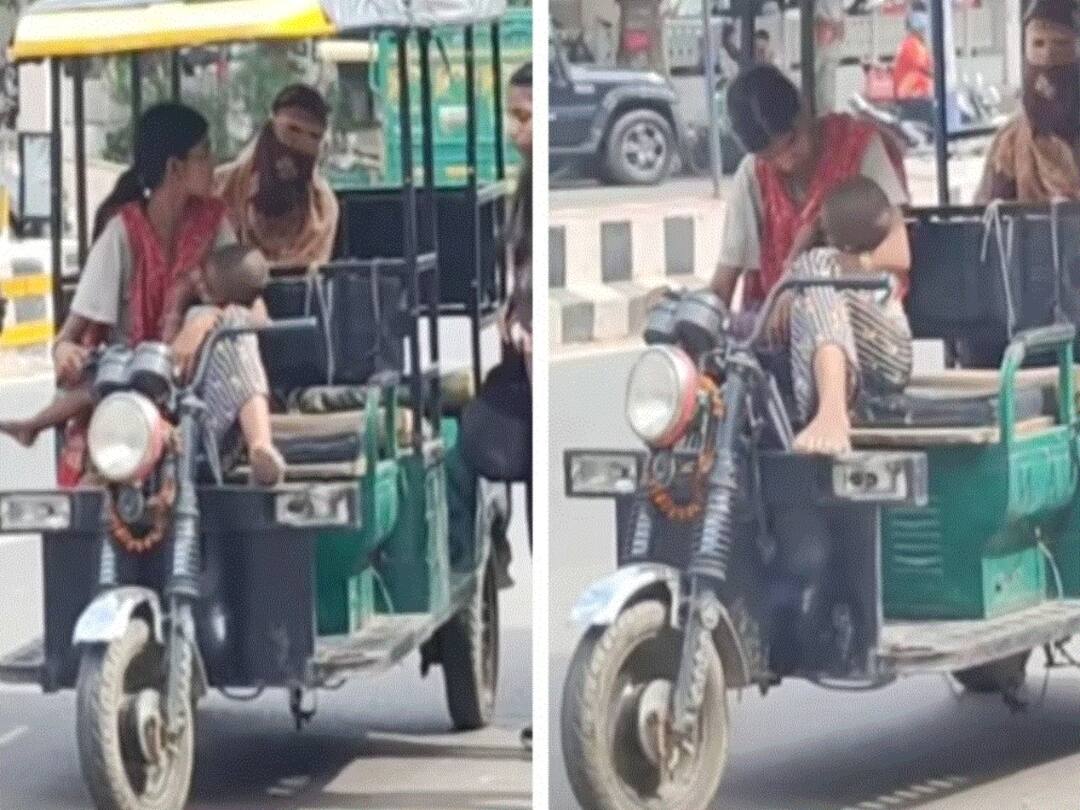 Woman Drives E Rickshaw Carrying Toddler In Her Lap Viral Video Leaves ...
