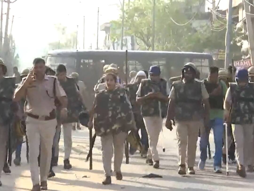 Haryana News Nuh Clash Between 2 Groups During Religious Procession Police Flag March Video Brij ...