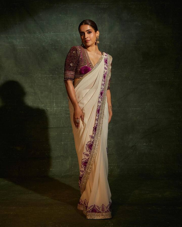 Sanya Malhotra Looks Dreamy In An Ivory Saree Check Out Pics