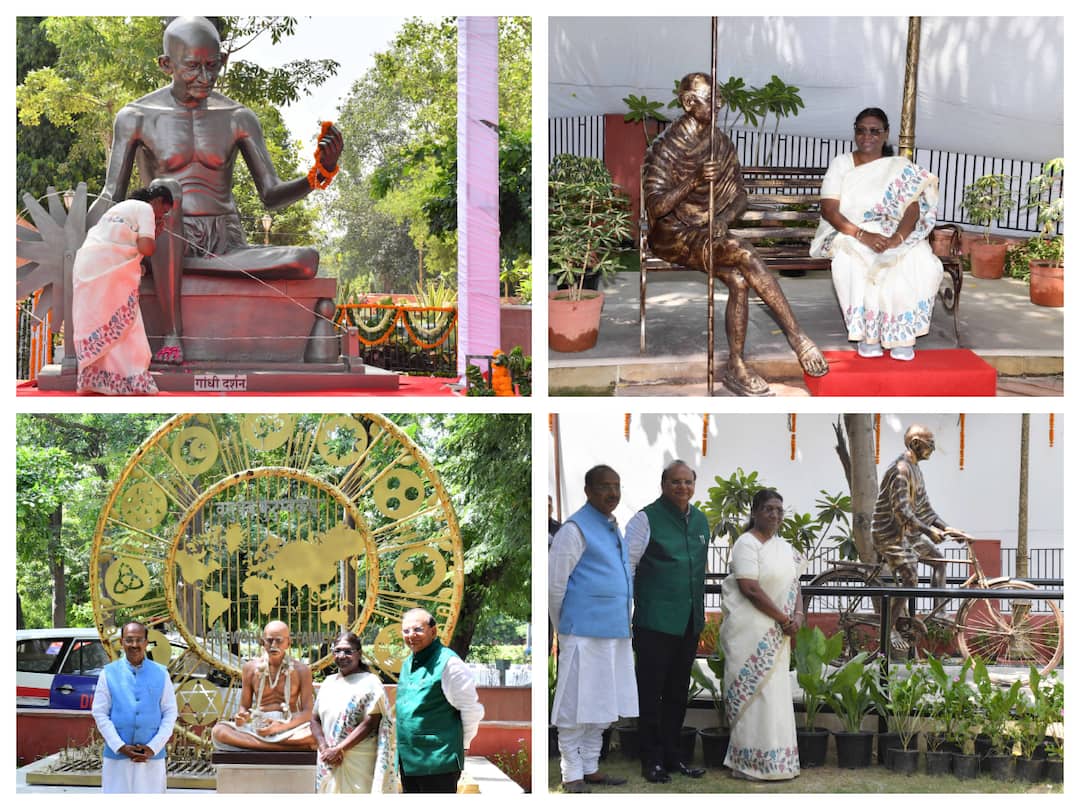 President Droupadi Murmu Unveils 12 Ft Tall Statue Of Mahatma Gandhi At ...