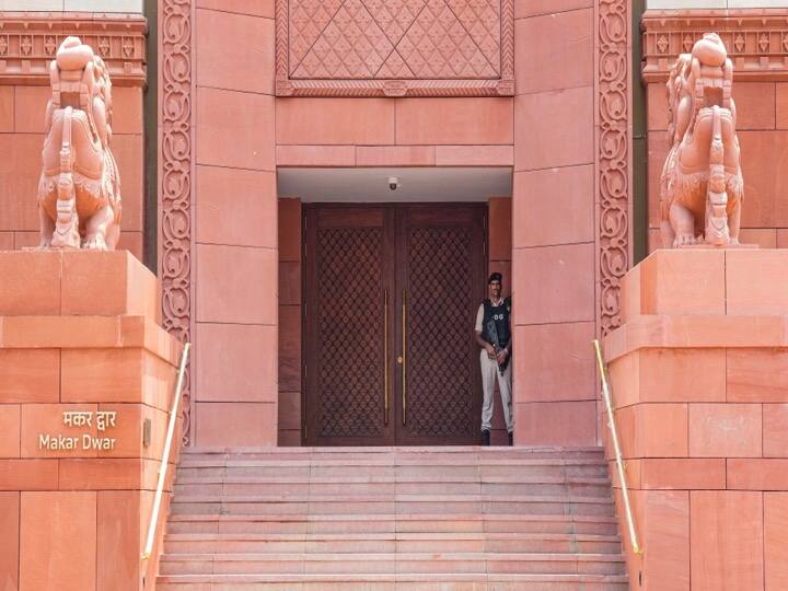 New parliament building entry and exit gate have special animals ...
