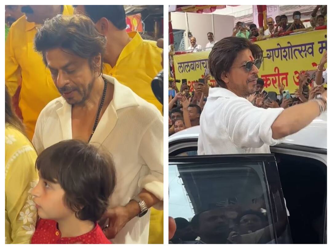 In Pics: Shah Rukh Khan Seeks Blessings At Lalbaugcha Raja With AbRam