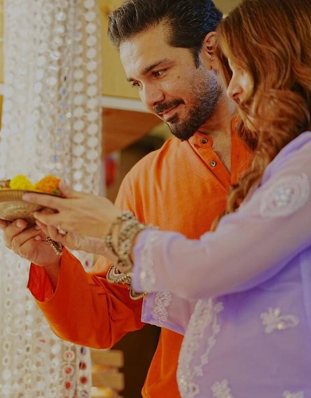 Ganesh Chaturthi 2023 Pregnant Rubina Dilaik With Husband Abhinav