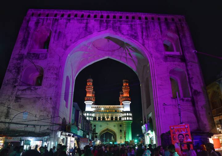 hyderabad Charminar illuminated with tri colour lights see beautiful ...
