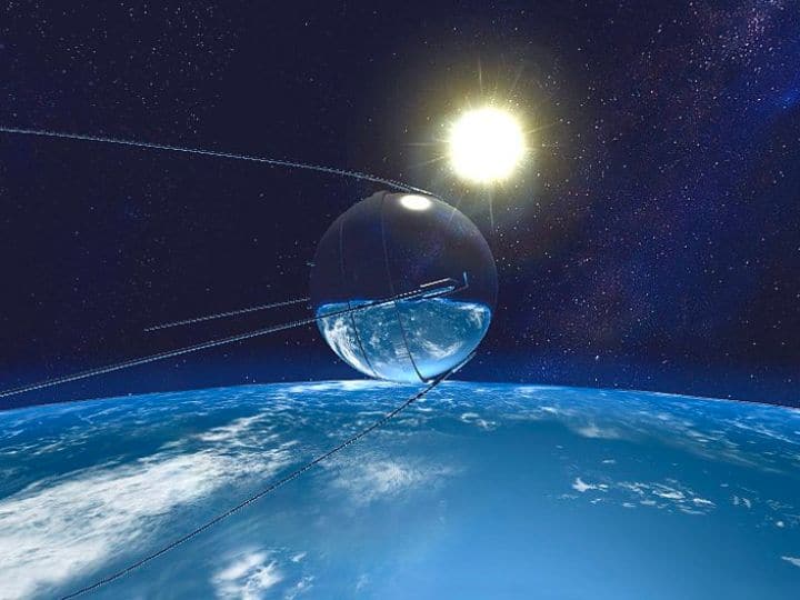 world's first satellite Sputnik 1 looks like a ball revolved around the ...
