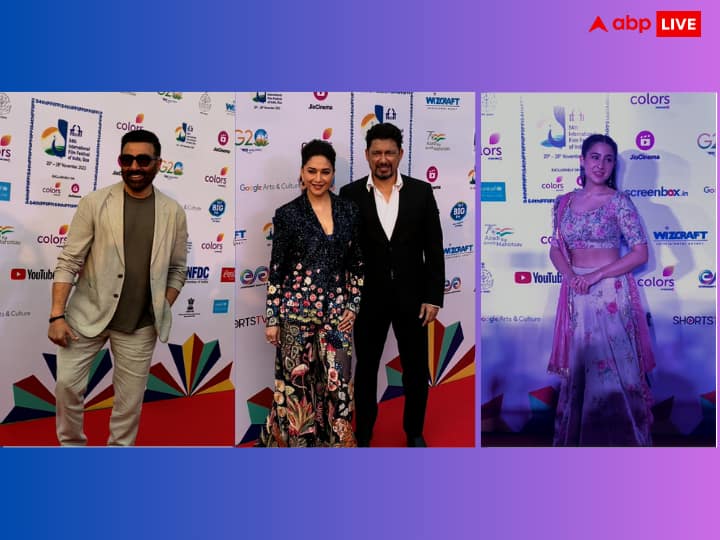 Sara Ali Khan Madhuri Dixit Sunny Deol Shahid Kapoor Karan Johar Vijay Sethupathi arrive at IFFI ...