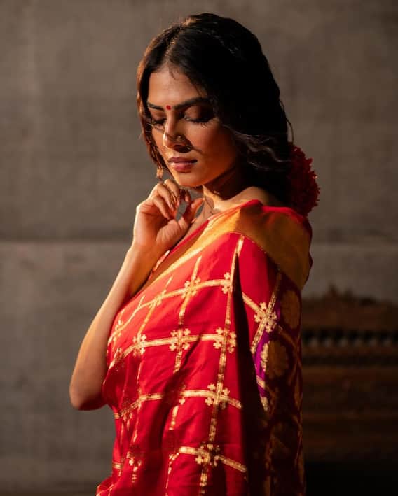 Malavika Mohanan Looks Wow In Traditional Red Saree With Crossandra ...