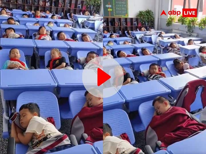China school students taking nap after lunch time for mental development video went viral ...