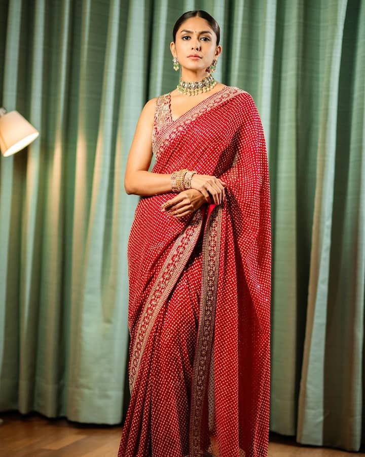 Mrunal Thakur Radiates Elegance In A Red Saree; SEE PICS
