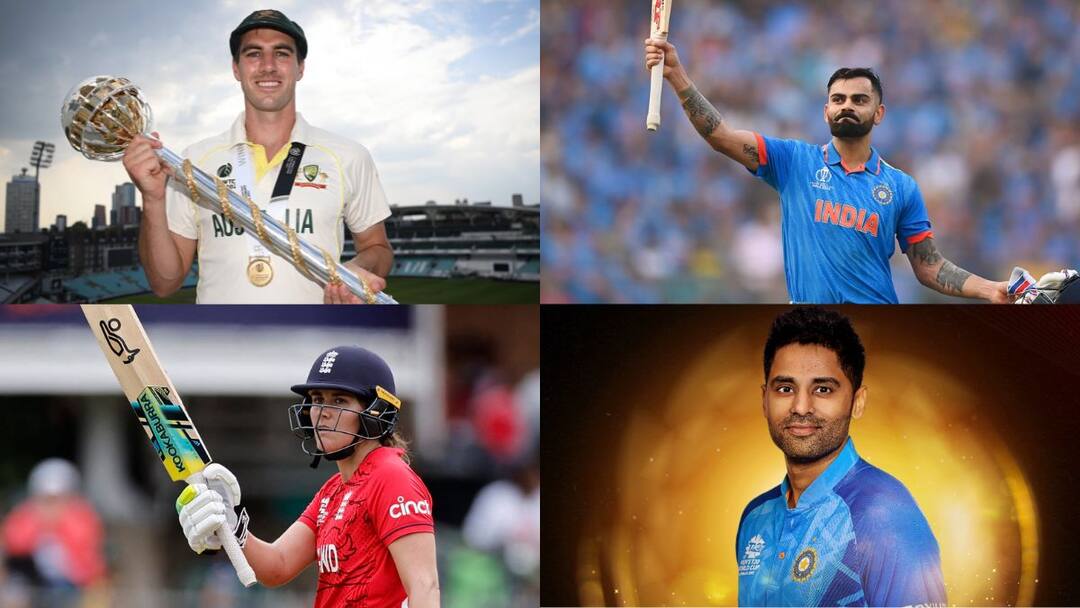 ICC Awards 2023 Pat Cummins Virat Kohli Nat Sciver Brunt Usman Khawaja Suryakumar Yadav Rachin ...