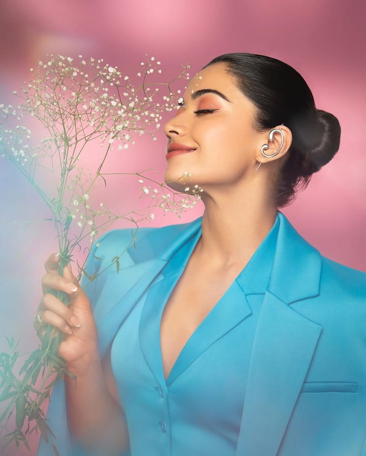 Rashmika Mandanna Monochromatic Blue Pantsuit Redefines Style See All Pics