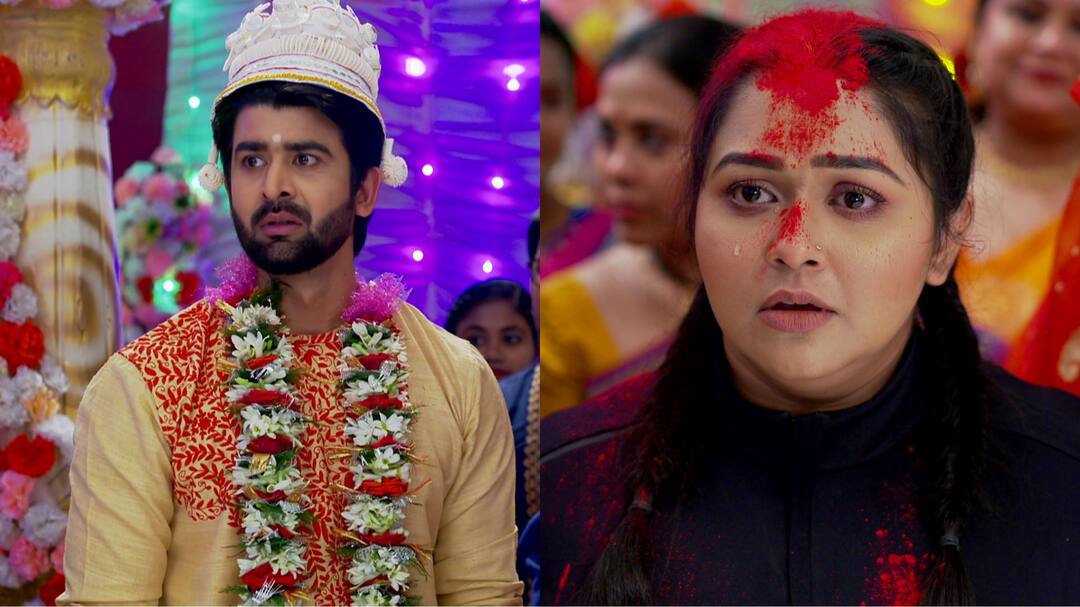 Colors Bangla serial Sohag Chand Chand smears sindur on Sohag's forehead amidst a heated ...