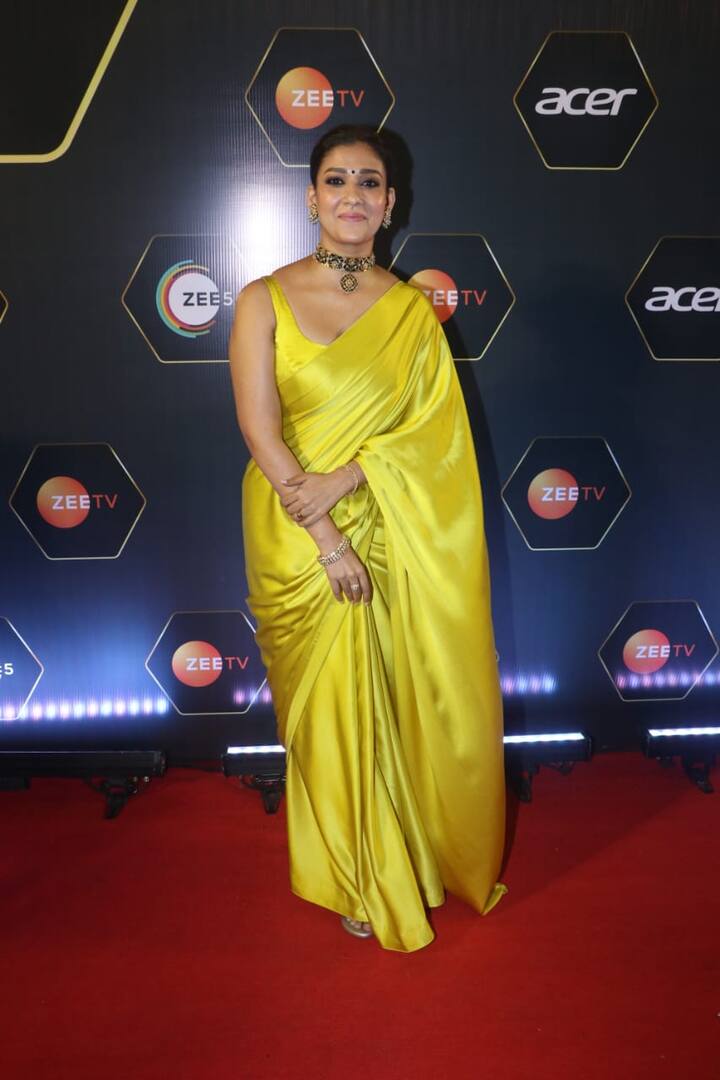 Nayanthara Stuns in Lemon Green Silk Saree at Dadasaheb Phalke ...