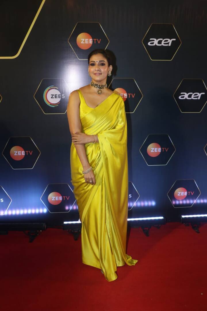 Nayanthara Stuns in Lemon Green Silk Saree at Dadasaheb Phalke ...
