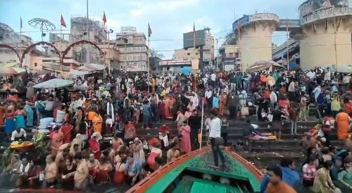 Varanasi Ganga Ghat Crowd devotees gathered full moon Magh month ann ...