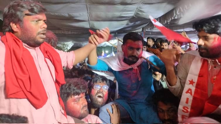 JNU Election Result Left won JNU student union chunav Dhananjay became ... JNU Election Result Left won JNU student union chunav Dhananjay became ...