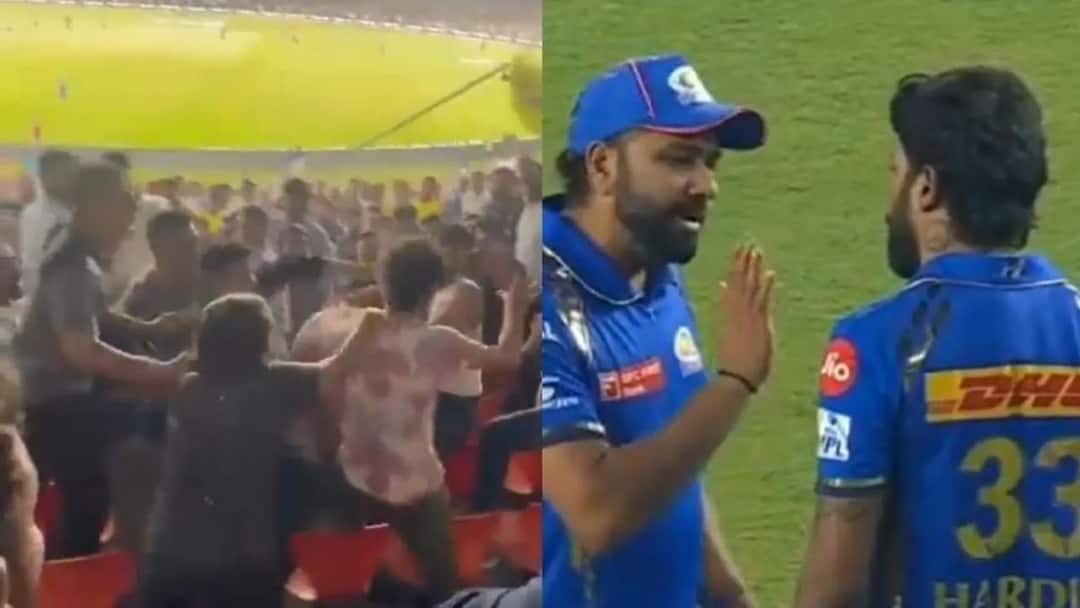 Hardik Pandya Rohit Sharma Fans Engage In Fight During GT vs MI IPL 2024 Clash Viral Video watch